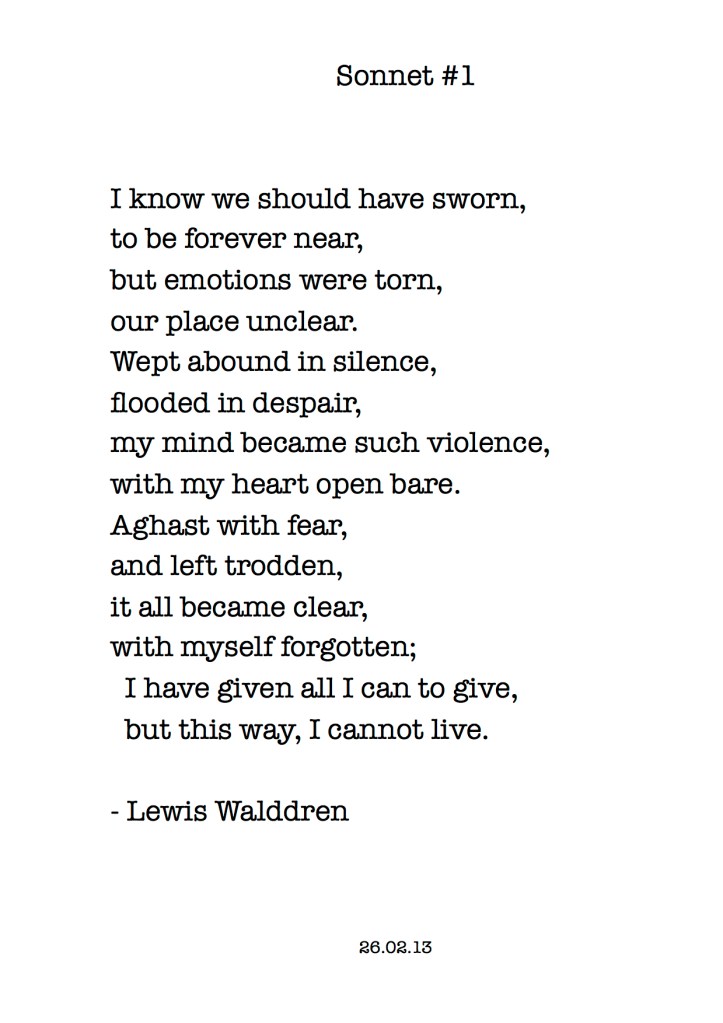 Sonnet #1 – Lewis Walddren